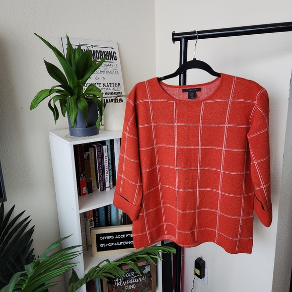 Tahari | Sweaters | Tahari Windowpane Plaid Sweater | Poshmark